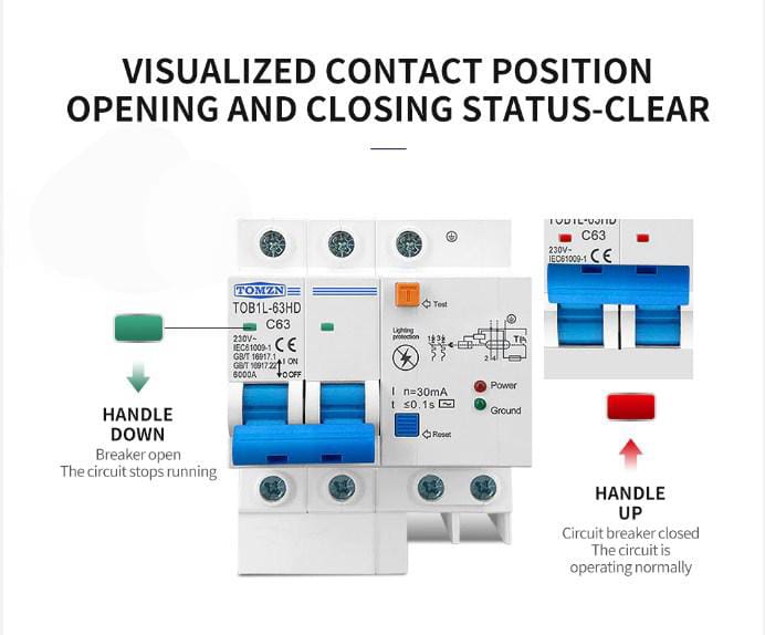 Tomzn RCBO with Lightning surge protection 63A | Asghar Electric – Asghar Electric